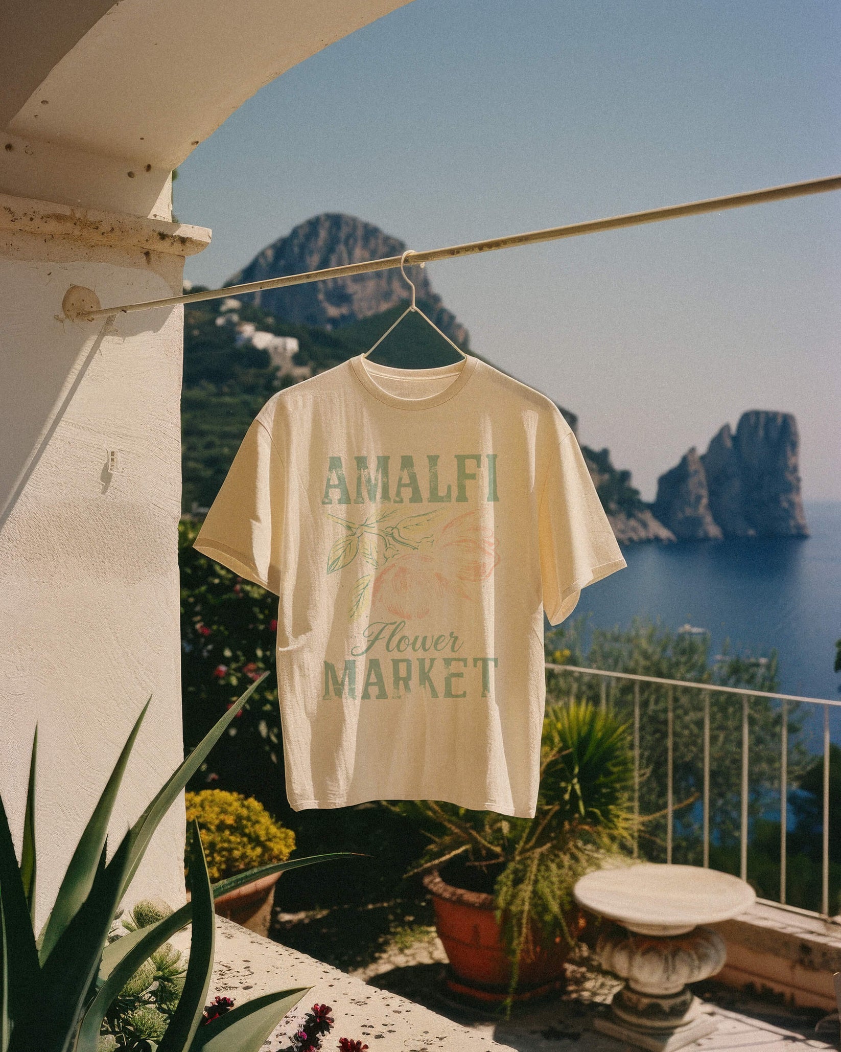 Amalfi Coast Italy Flower Market Graphic Tee – The Palms Club LA